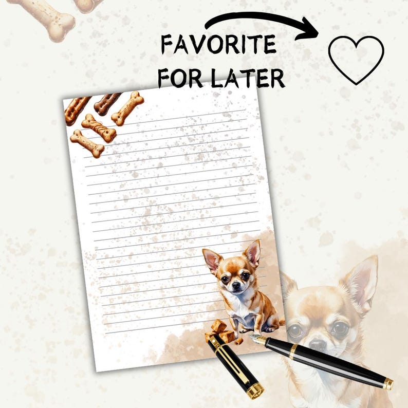 Cute Chihuahua Letter Paper Set - Printable Stationery - Dog-themed ...