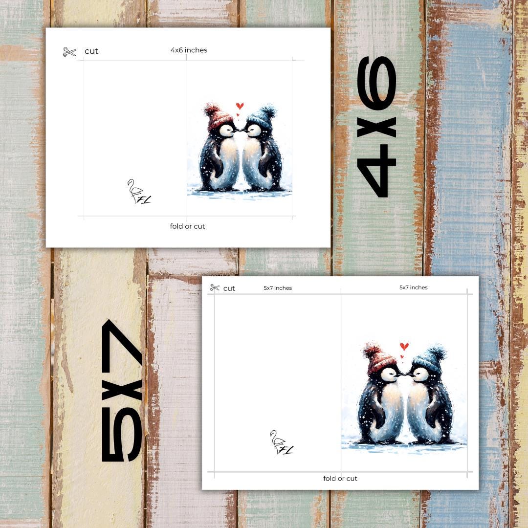 Adorable Penguin Love Card | Printable Valentine's Day Greeting | Sweet ...