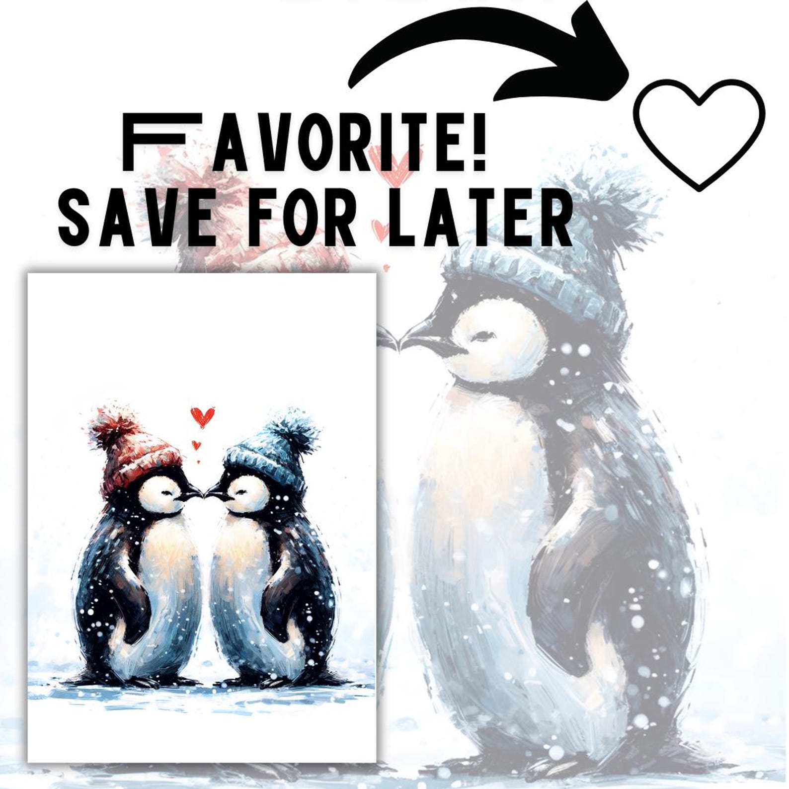 Adorable Penguin Love Card | Printable Valentine's Day Greeting | Sweet ...