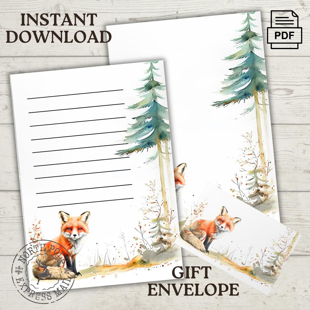 Baby Fox Stationery Set: Woodland Letter & Envelope (digital Download ...