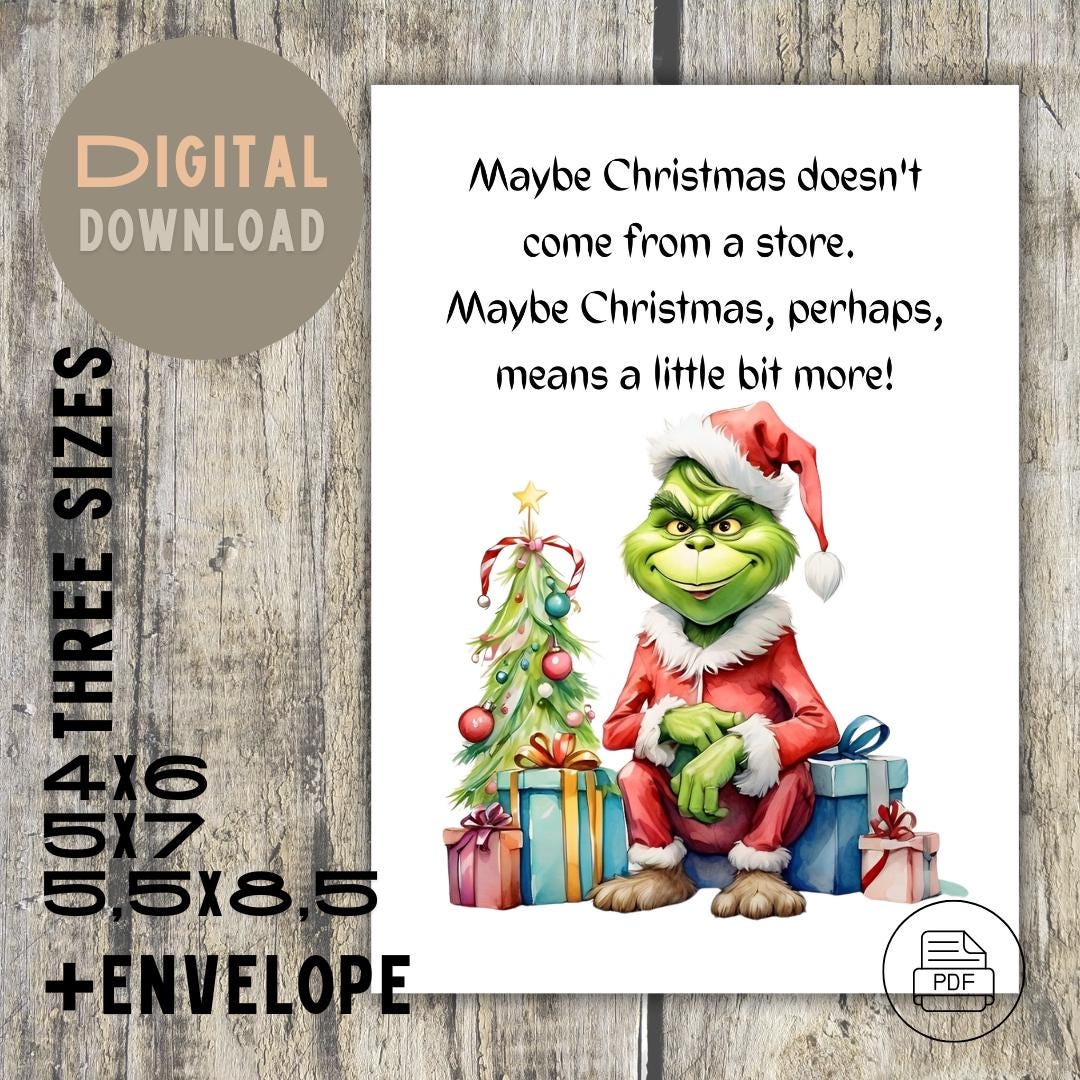 Funny Grinch Christmas Card | Digital Download | Printable Holiday ...