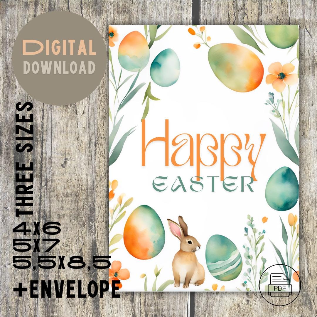 Elegant Easter Greeting - DIY Printable Card With Envelope - Print at ...