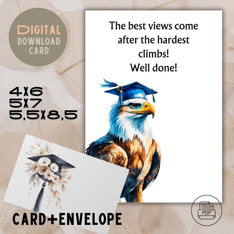 Printable Graduation Card | Eagle With Cap | Motivational Quote ...