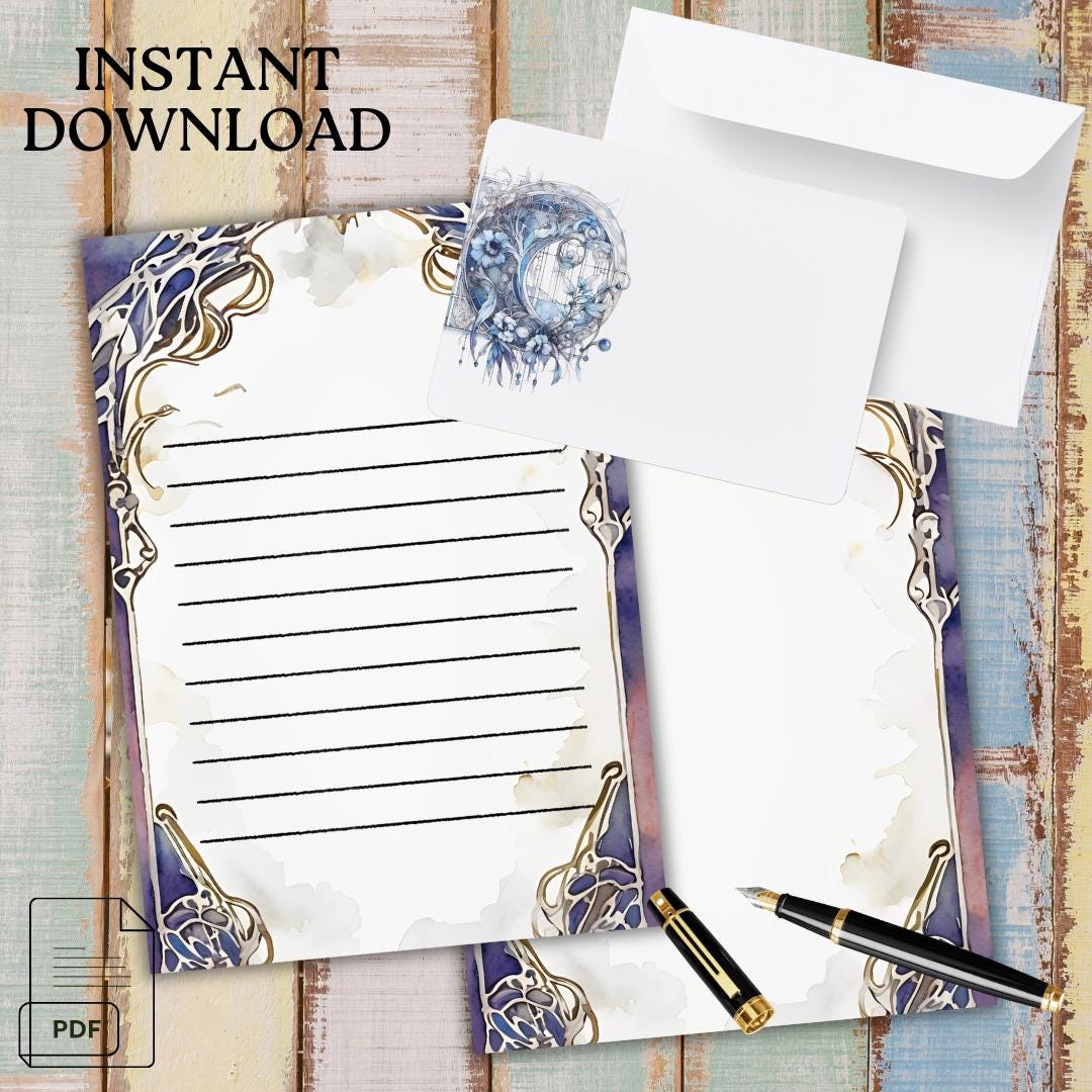 Art Nouveau Stationery Set: Instant Download for Elegant Letters ...