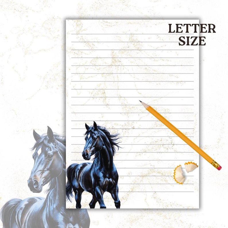 Black Horse Stationery: Equestrian Letter Writing Set (digital Download ...