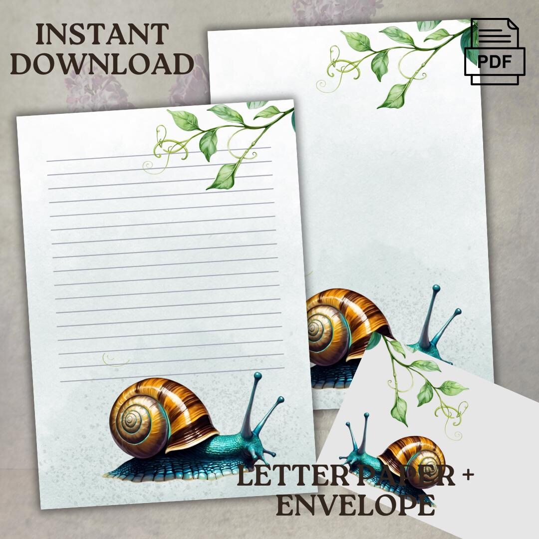 Printable African Snail Letter Paper + Envelope | Nature-inspired ...