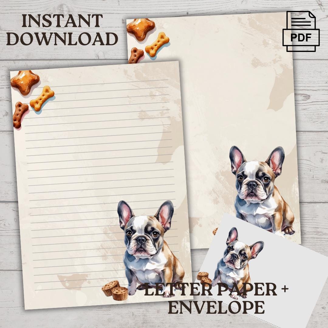 Nice French Bulldog Letter Paper - Printable Dog Stationery Set ...