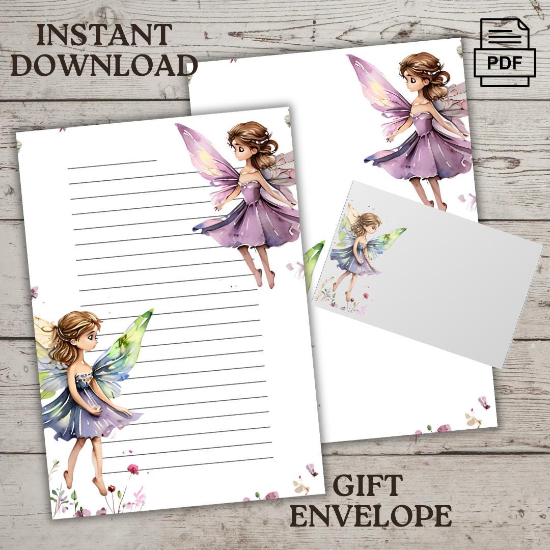 Charming Little Fairies Stationery Set - Letter Paper, Instant Download ...