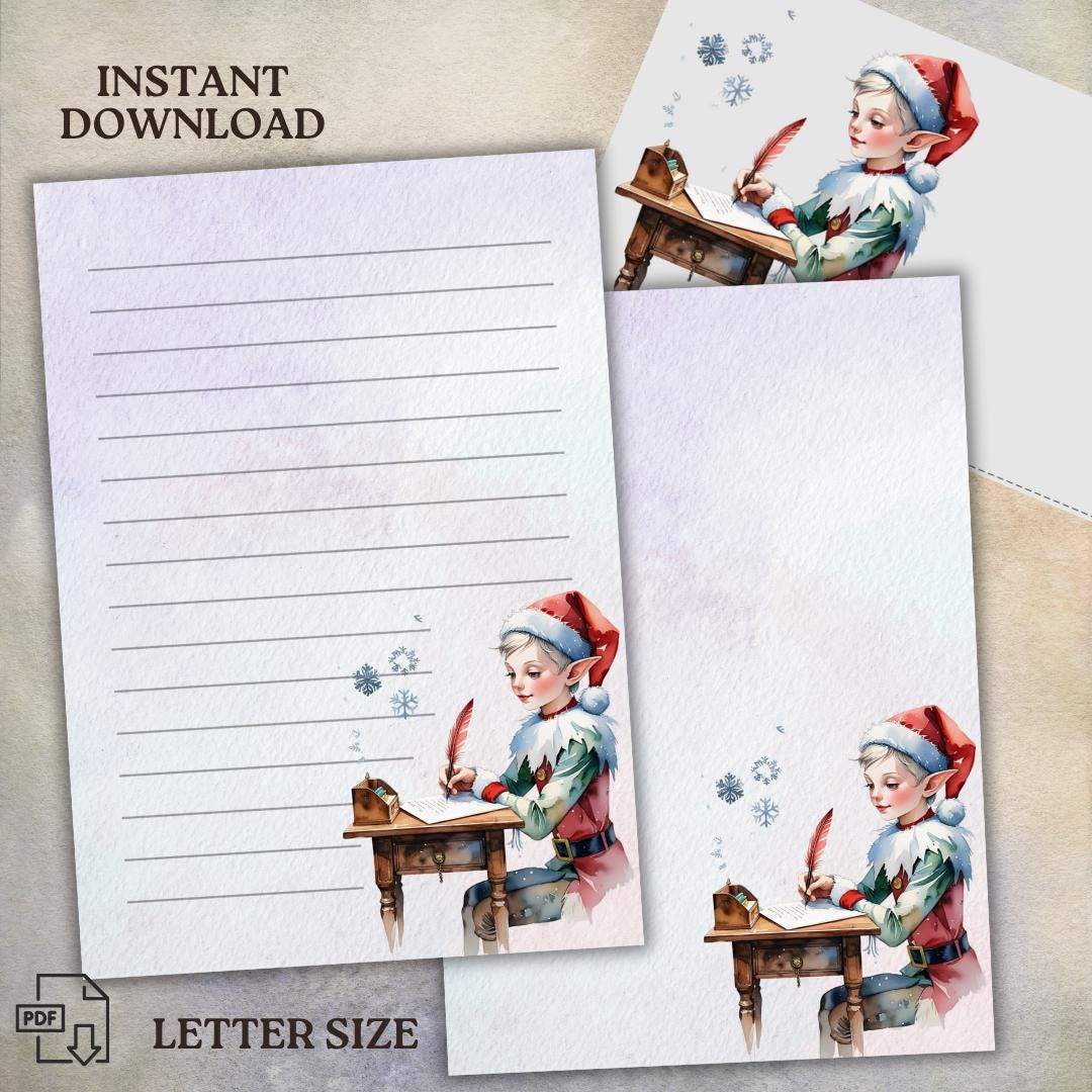 Elf Letter to Santa Printable Stationery Set: Christmas Writing Paper ...