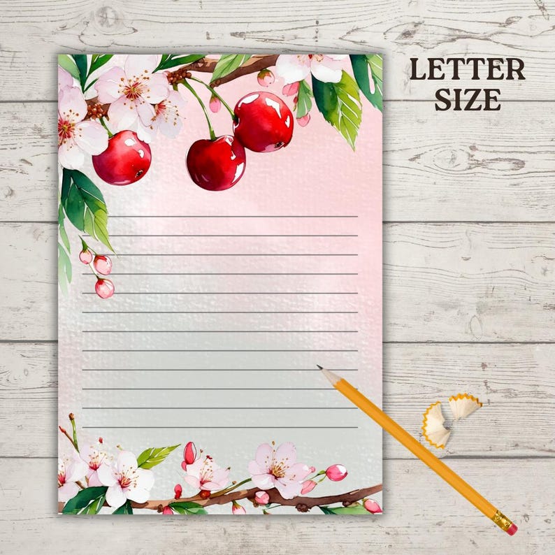 Cherry Blossom Writing Paper: Printable Stationery Set (PDF Download ...