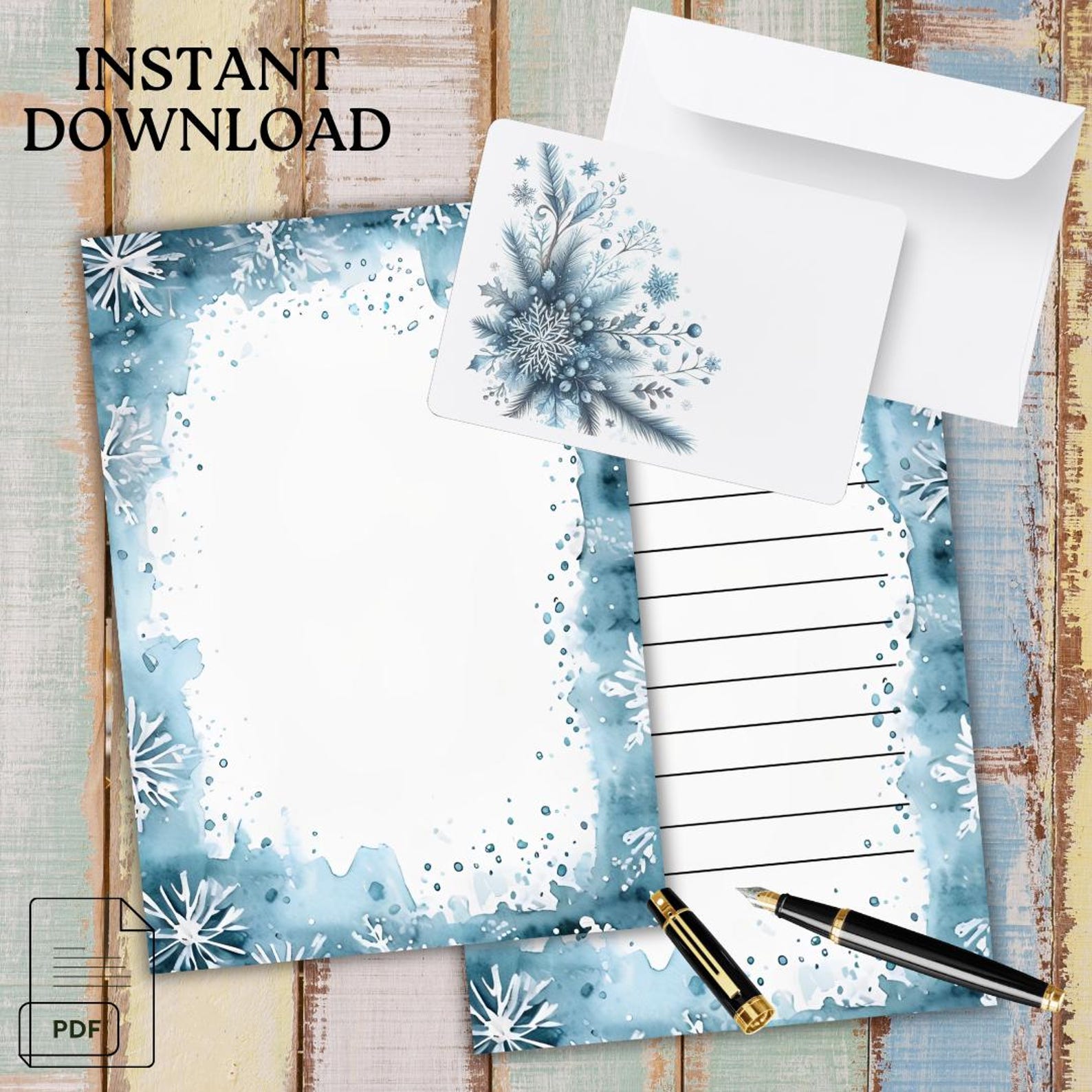 Winter Theme or Snowflakes Letter Stationary, Winter Feel Instant ...
