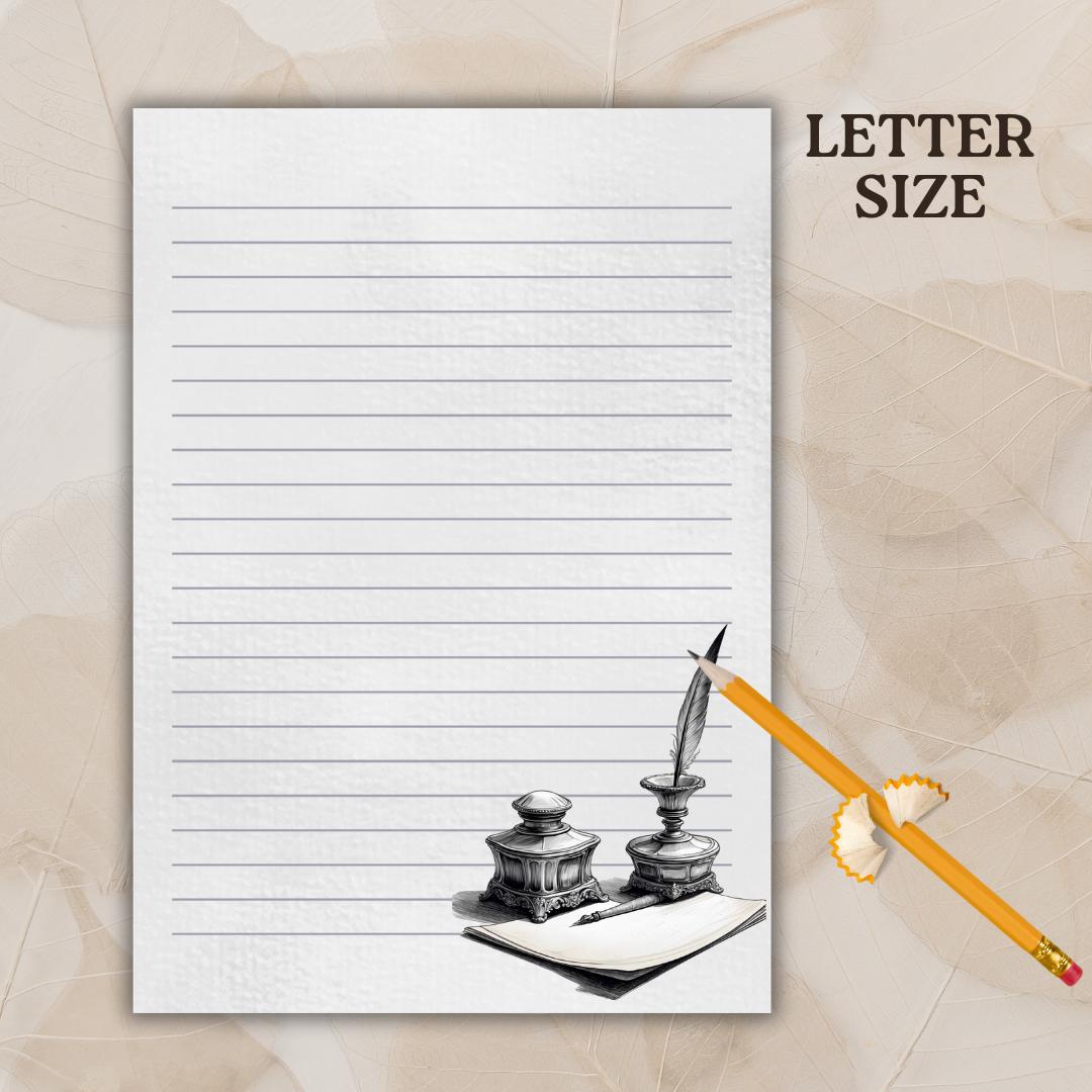 Vintage Ink & Quill Letter Paper: Printable Stationery Set (digital ...