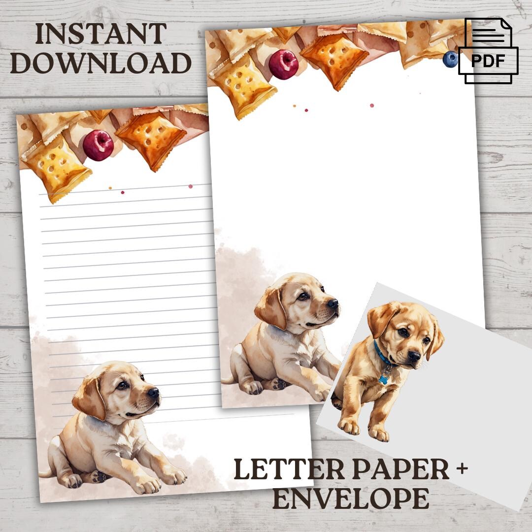 Cute Beige Labrador Puppy Letter Paper - Printable Writing Set ...