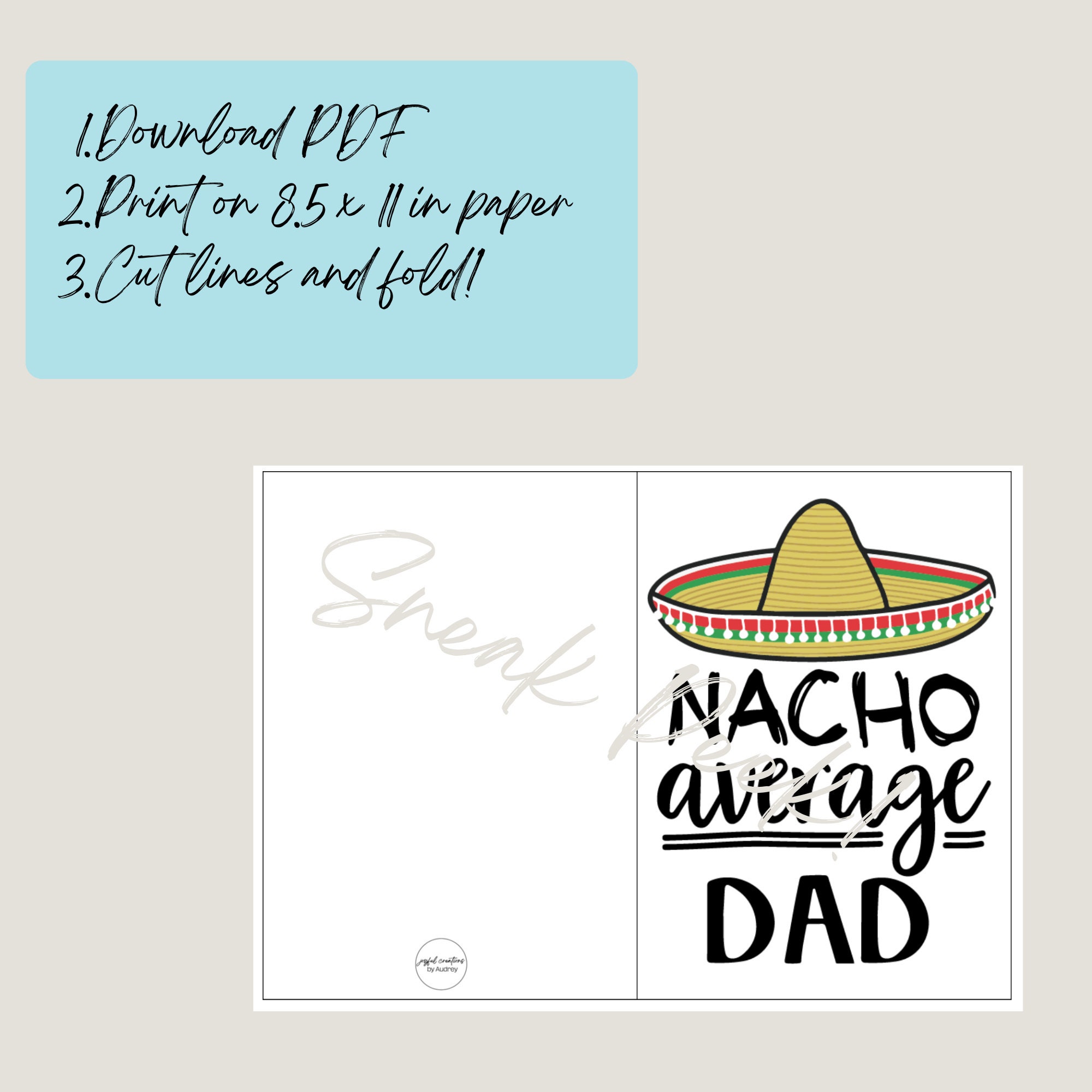 Happy Father's Day Card, Nacho Average Dad, Printable, Digital Card ...