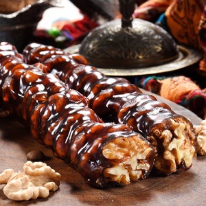 Soudjouk With Walnut Molasses, Homemade Pure Sausage Dessert, Village ...