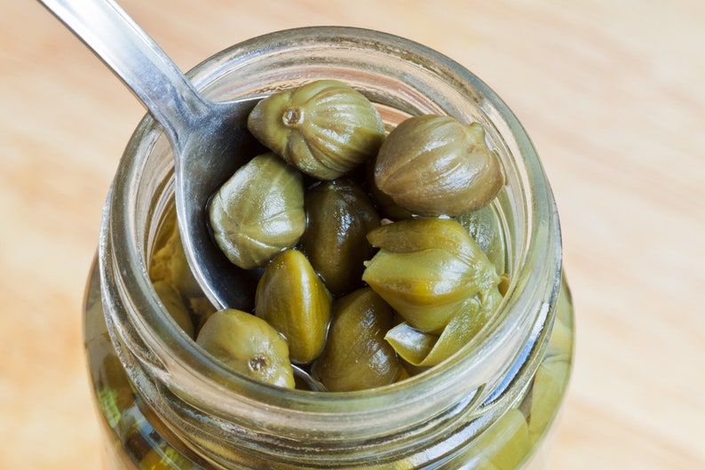 Pickled Caper Buds, Fresh Pickled Capers, Canned Capers in a Glass Jar ...