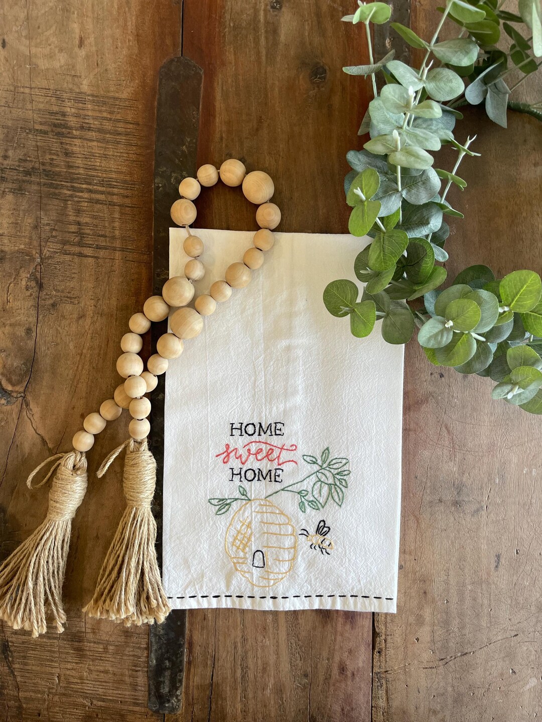 Embroidered Home Sweet Home Kitchen Towel, Housewarming Gift - Etsy