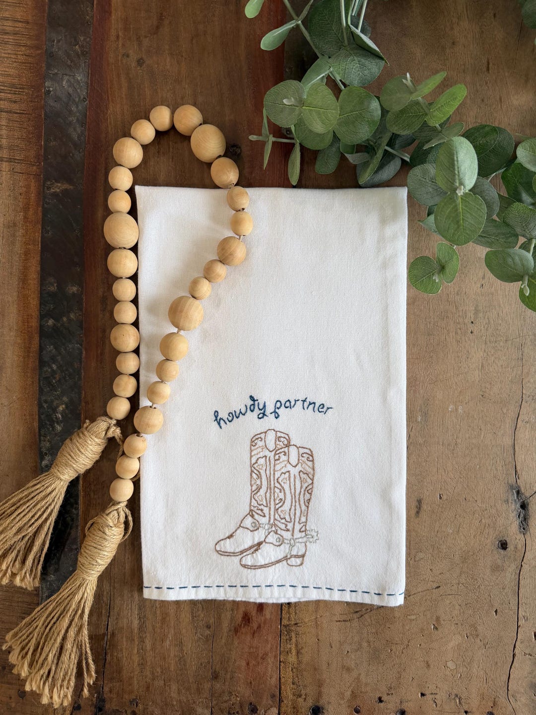 Hand Embroidered Cowboy Boot Flour Sack Towel: Western Decor - Etsy