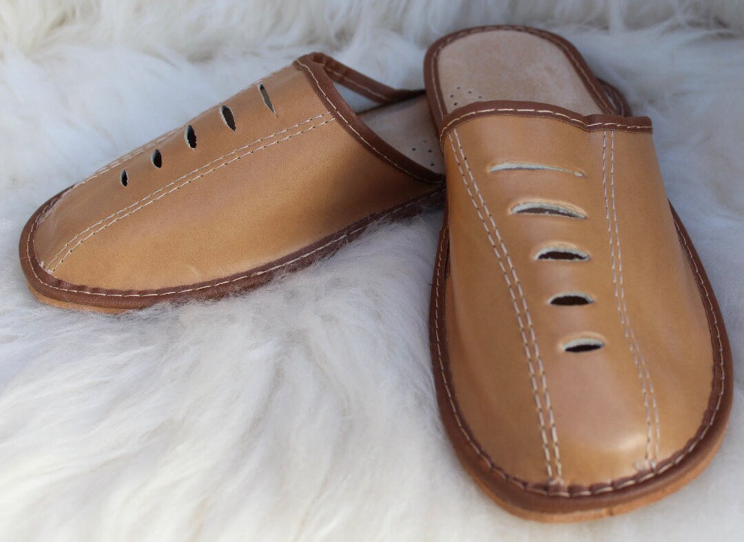 MENS Eco LEATHER Handmade SLIPPERS Very Comfortable High Quality - Etsy