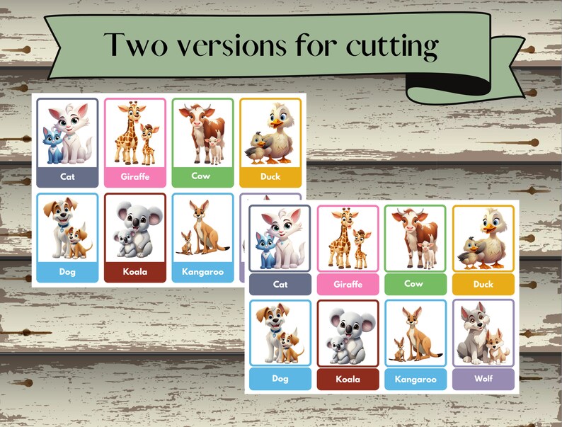 24 Cartoon Style Animal Printable Flashcard Flash Cards Nomenclature ...