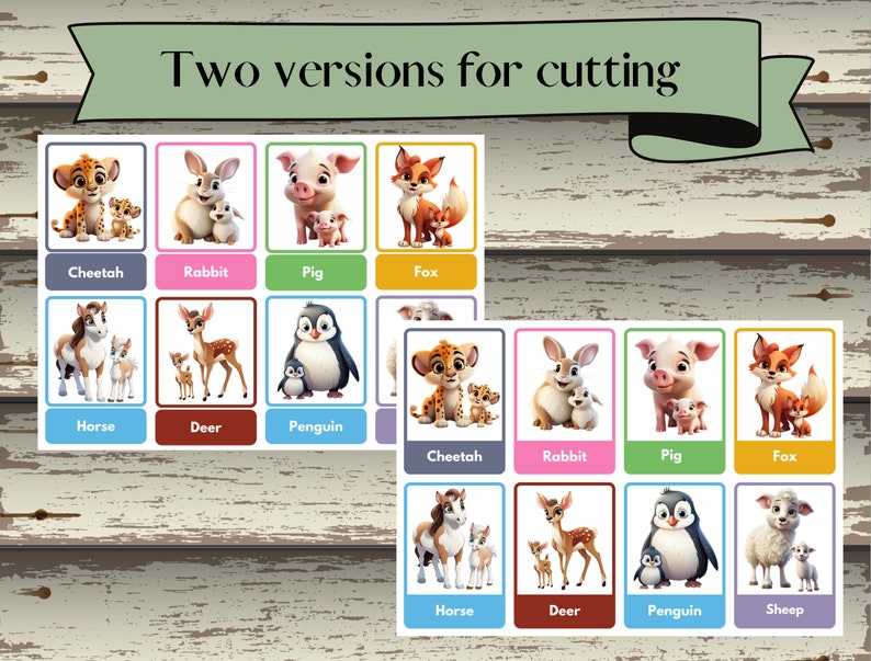 24 Cartoon Style Animal Printable Flashcard Flash Cards Nomenclature ...