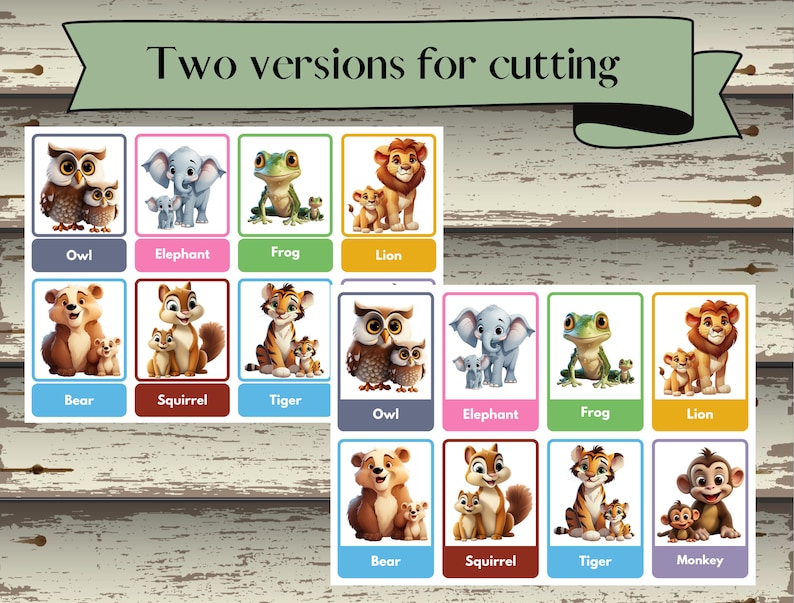24 Cartoon Style Animal Printable Flashcard Flash Cards Nomenclature ...
