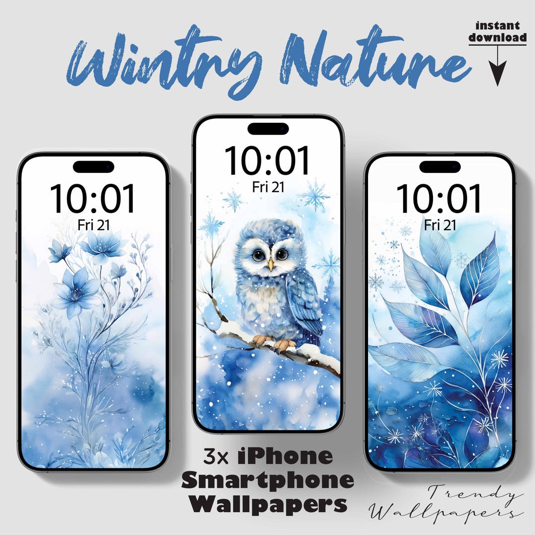 IPhone Wallpaper, Winter Wallpapers, Set of 3, Winter Smartphone ...