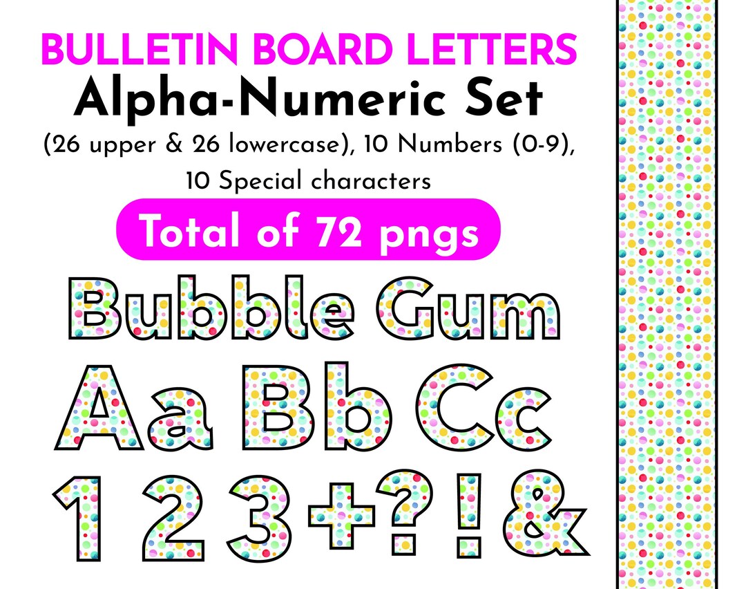 Bulletin Board Letters, Color Dots Bedroom Decor, Room Decal Lettering ...