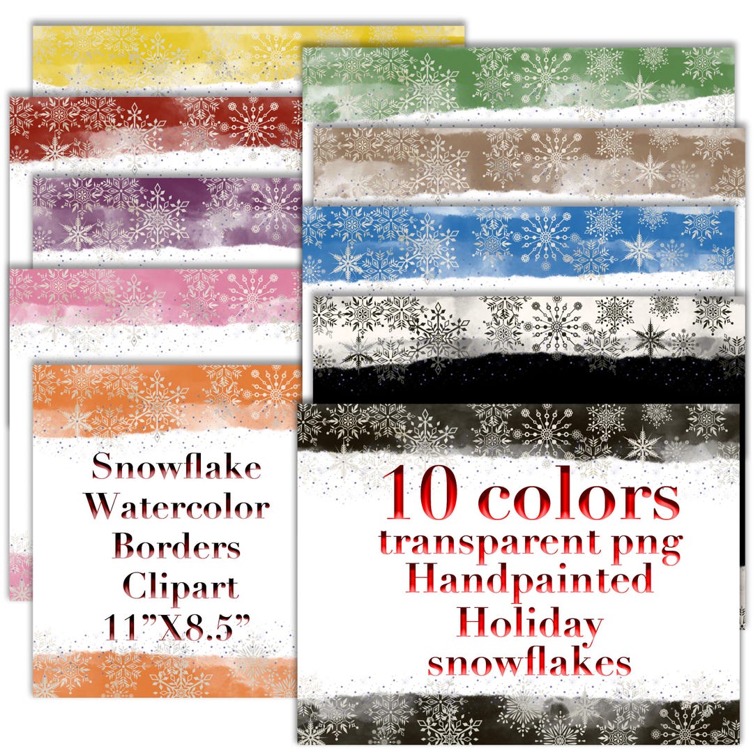 Snowflake Border Frames, Holiday Clipart, Handdrawn Borders ...