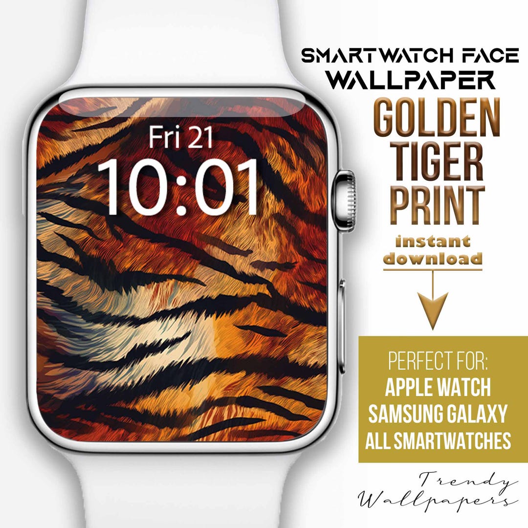 Apple Watch Face, Tiger Print Smartwatch Wallpaper, Tiger Stripes Watch ...