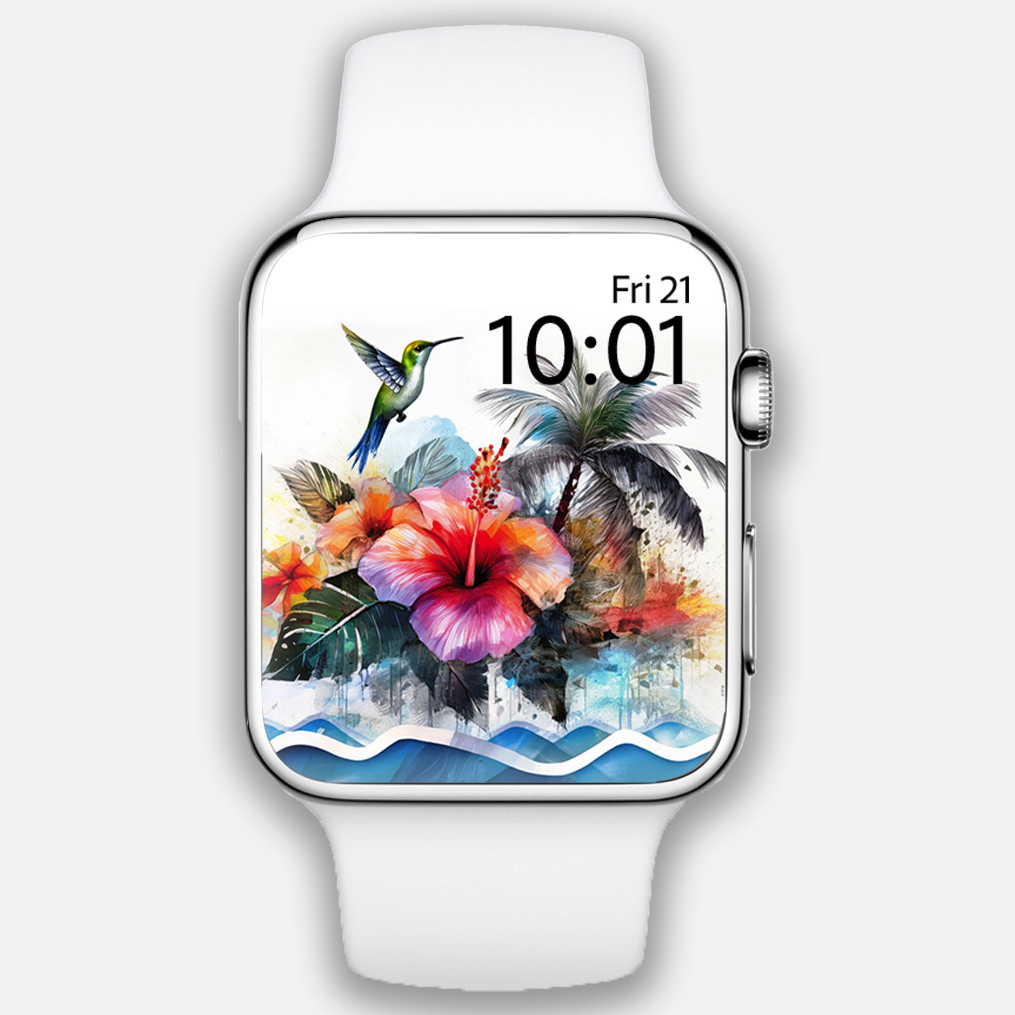Apple Watch Face, Tropical Floral Watch Wallpaper, HIBISCUS Flower ...