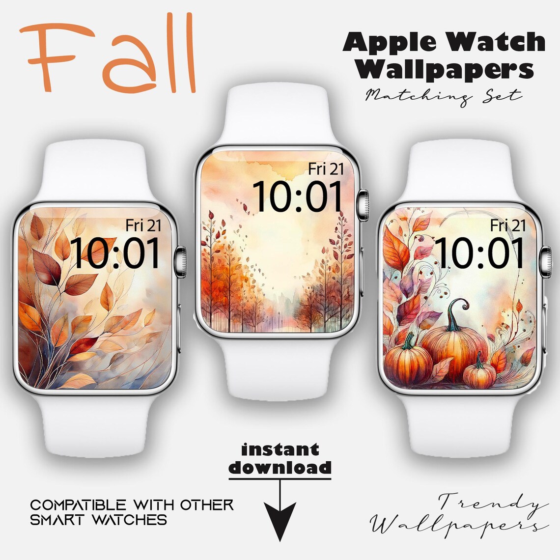 Apple Watch Faces, Set of 3 Fall Apple Watch Accessories, Apple Watch ...