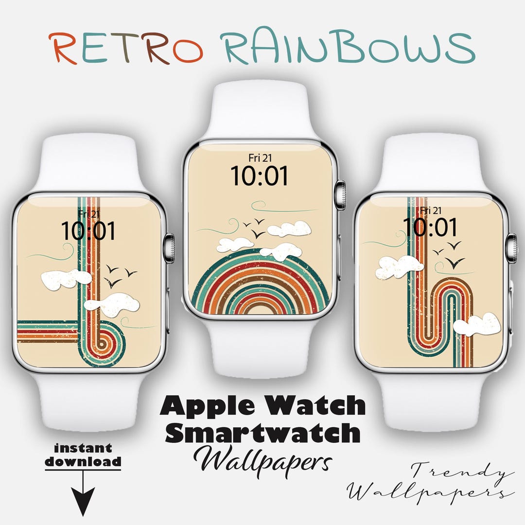 Apple Watch Wallpaper, Set of 3, Retro Apple Watch Face, Apple Watch ...
