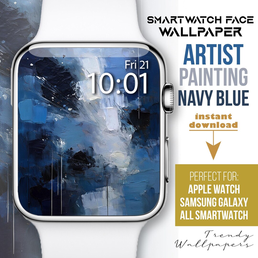 Apple Watch Face, Navy Blue Watch Wallpaper, Blue Abstract Painting ...