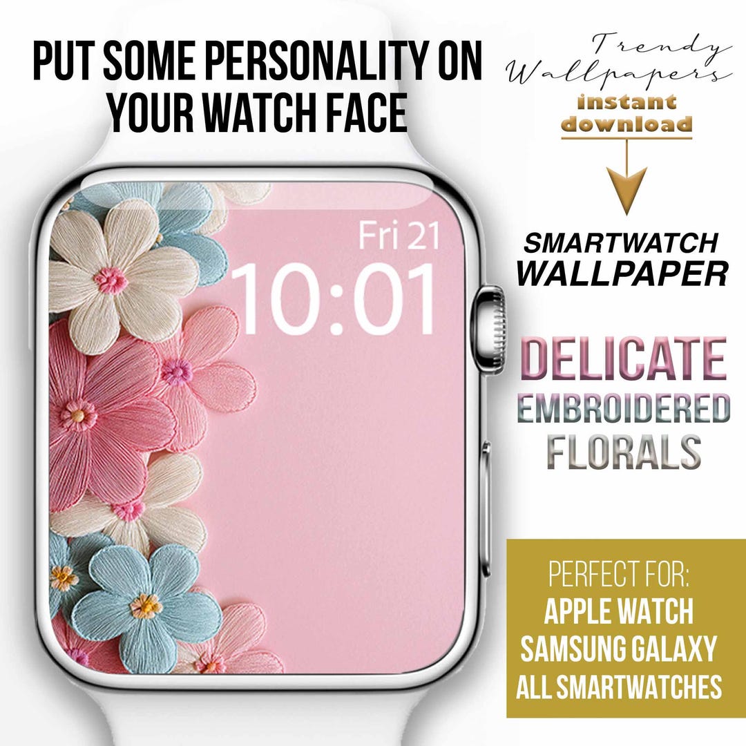 Apple Watch Face, Pastel Floral Watch Wallpaper, Dusty Pink Flower ...