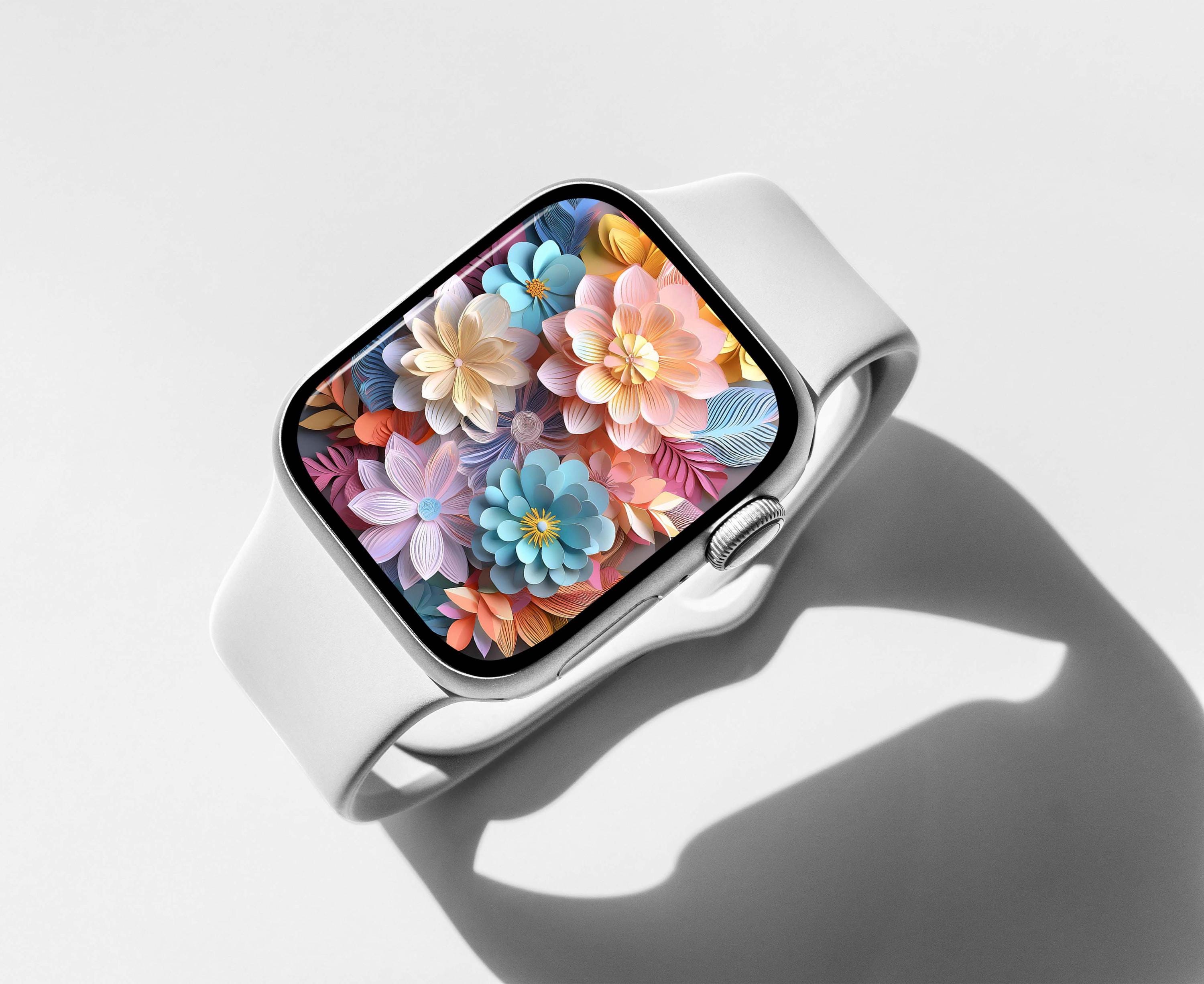 Apple Watch Face, 3D Floral Watch Wallpaper, Pastel Flower Smartwatch ...
