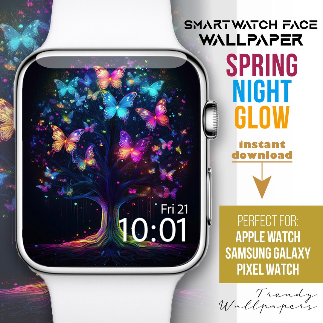 Apple Watch Face, Glowing Butterfly Watch Wallpaper, Colourful ...