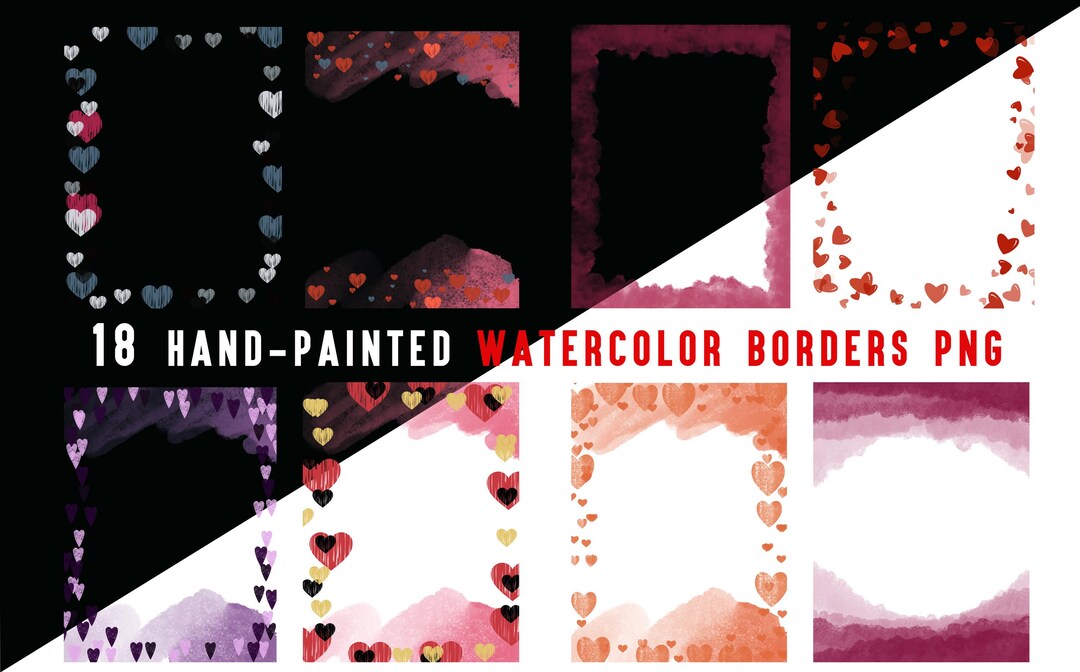 Heart Border Frames, VALENTINES Border Clipart, Handdrawn HEART Borders ...