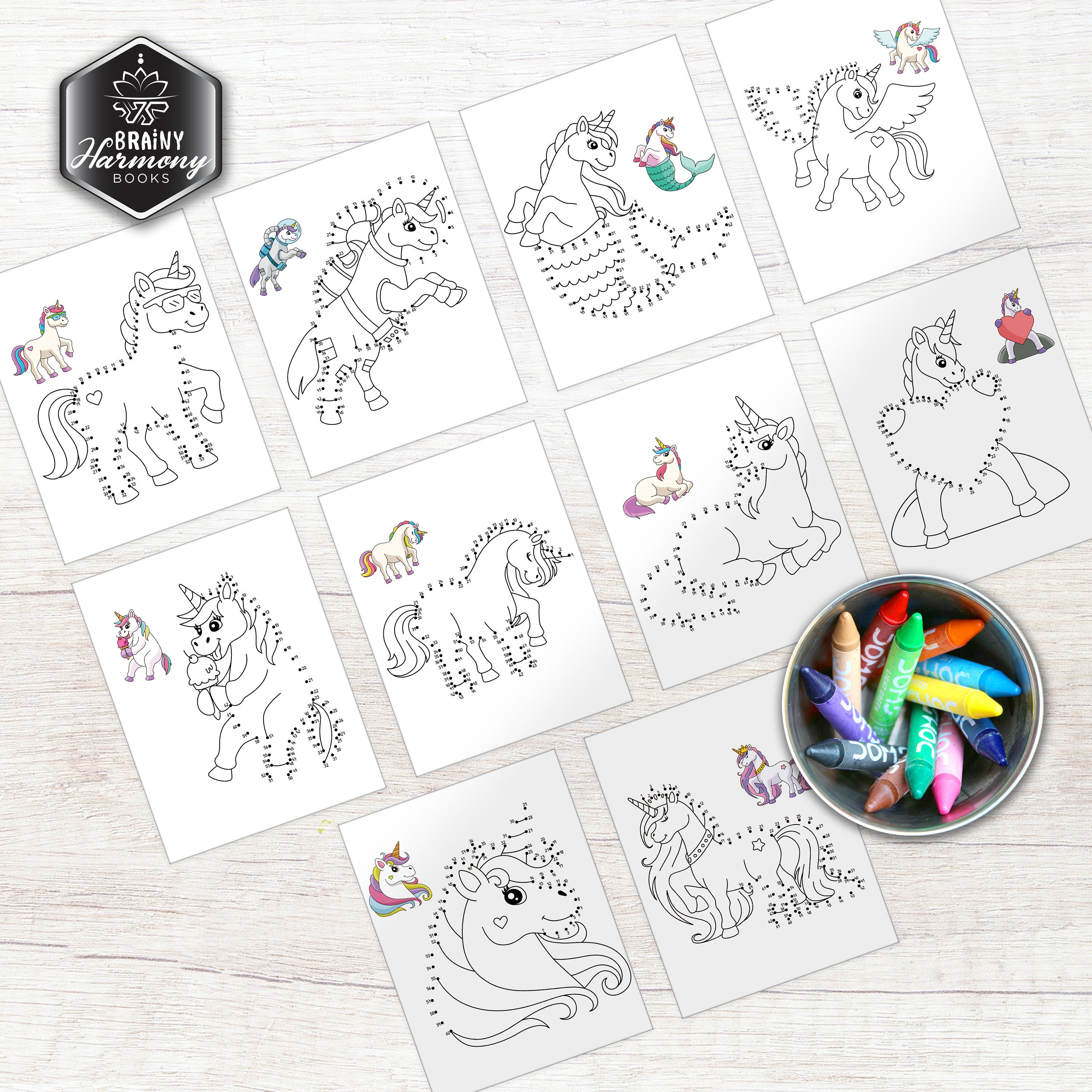 Unicorn Dot-to-dot Coloring Pages, Unicorn Dot-to-dot Activities ...