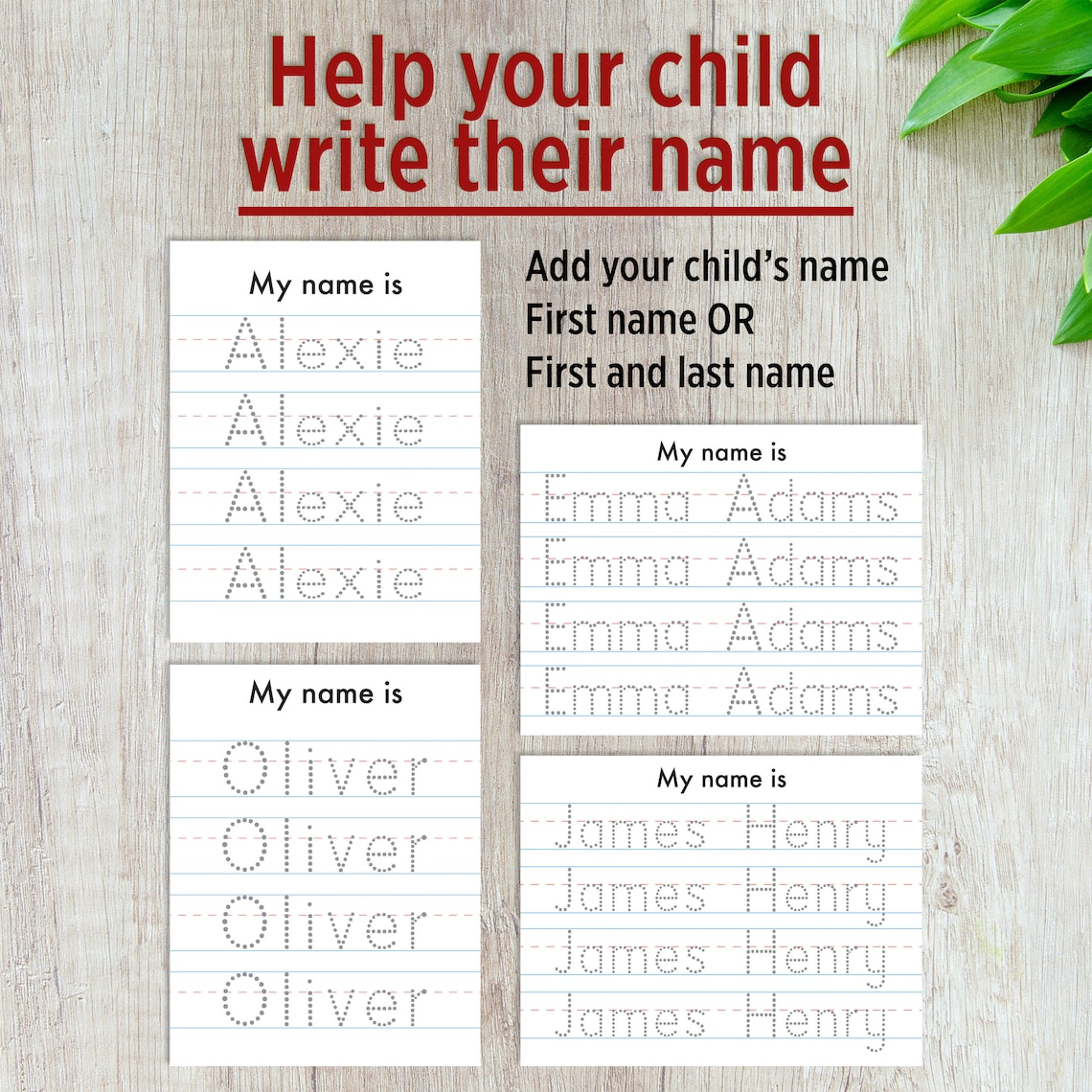 Name Tracing Worksheets, Personalized Name Tracing, Red and Blue Lines ...