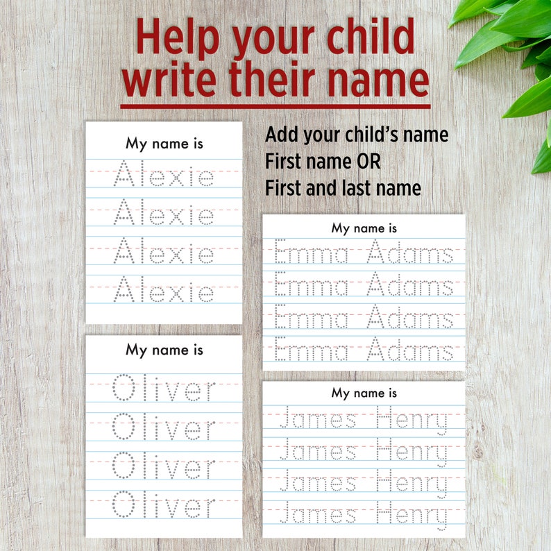 Name Tracing Worksheets, Personalized Name Tracing, Red and Blue Lines ...