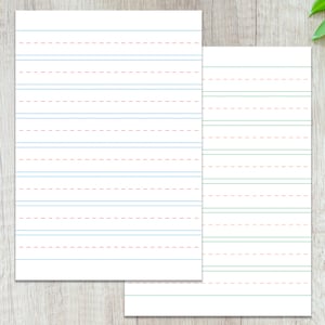 Lined Paper Red and Blue, Green/orange, Writing Practice, Worksheet ...