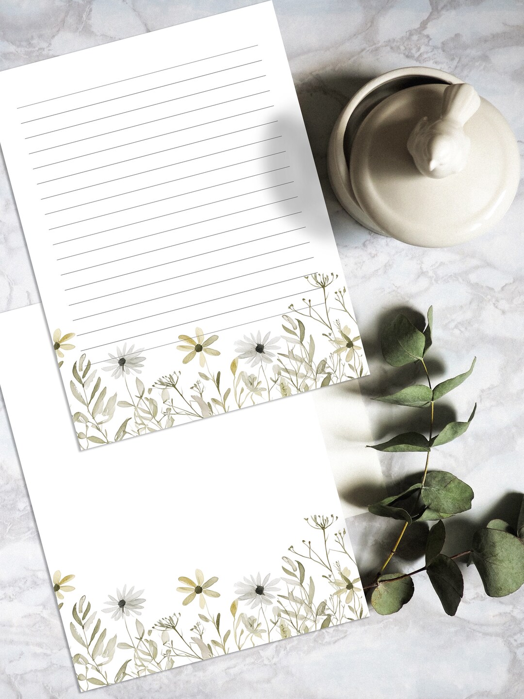 Writing Paper, Dried Wildflowers, Printable Stationary, Lined and ...