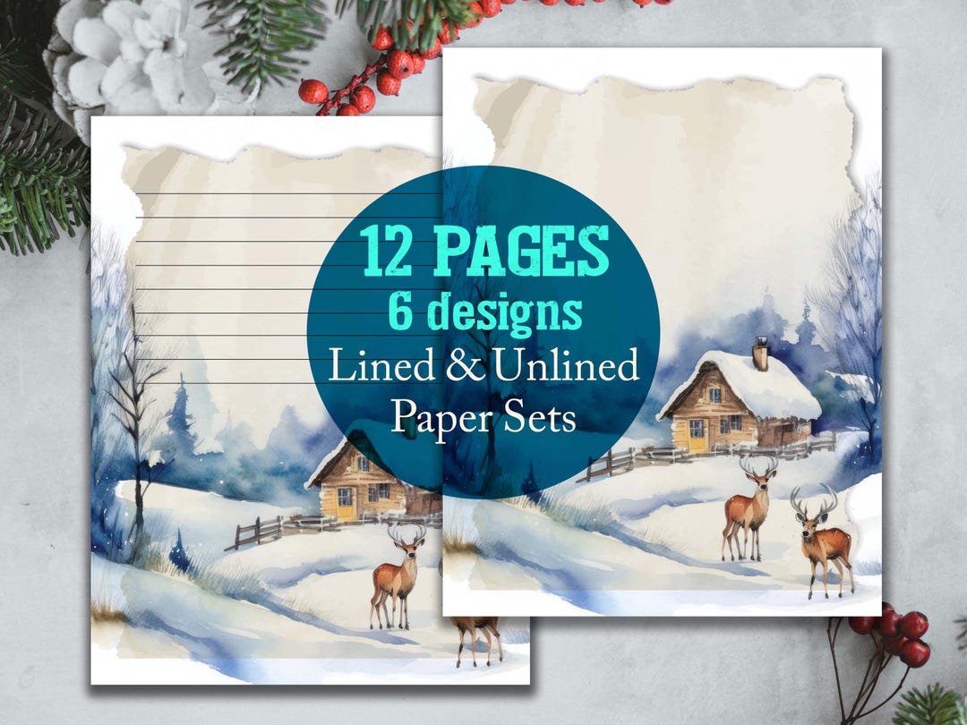 Winter Writing Paper, Holiday Stationery, Note Paper, Holiday Junk ...
