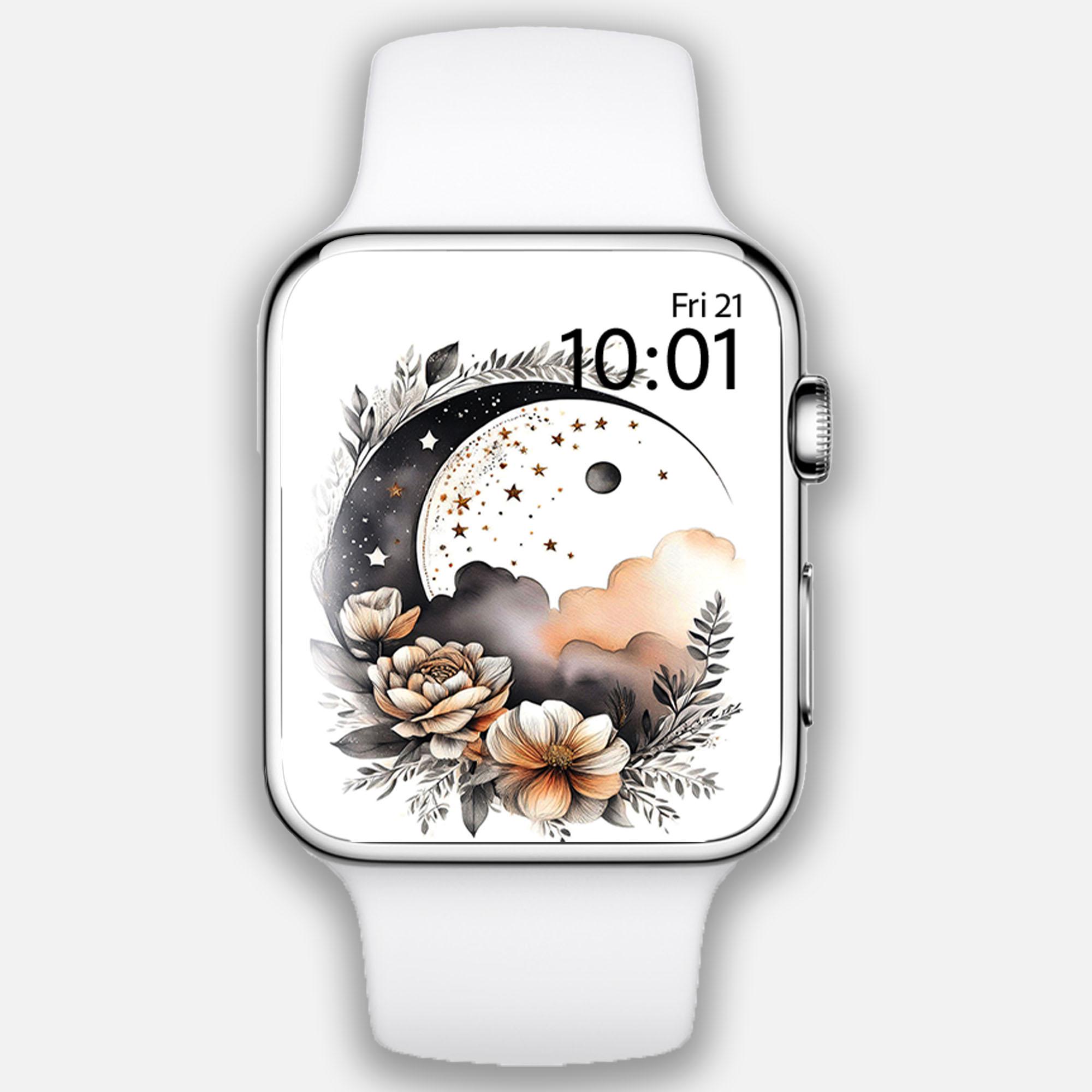 Apple Watch Face, Boho Pastel Floral Watch Wallpaper, Dusty Pink ...