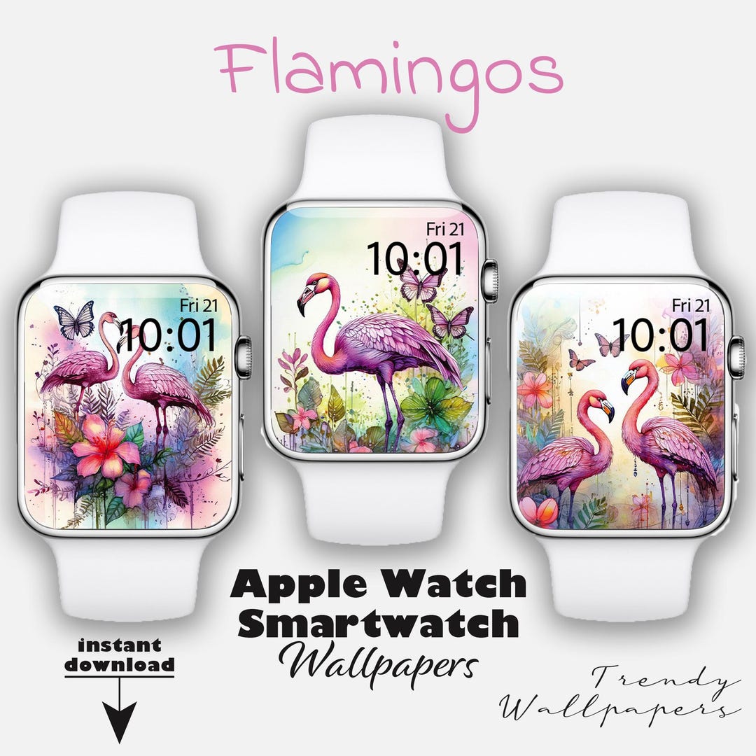 Apple Watch Wallpaper, FLAMINGO Watch Faces Set of 3, Apple Watch ...