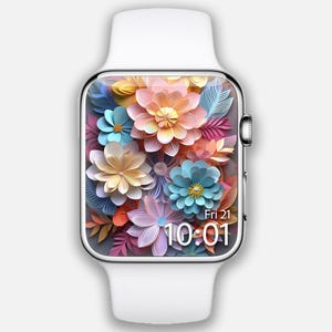 Apple Watch Face, 3D Floral Watch Wallpaper, Pastel Flower Smartwatch ...