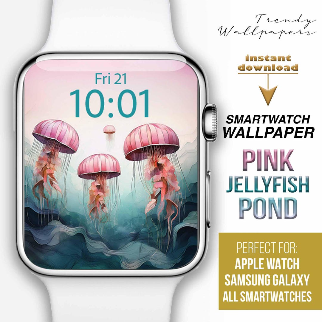 Apple Watch Face, Pink Jellyfish Watch Wallpaper, Ocean Themed ...