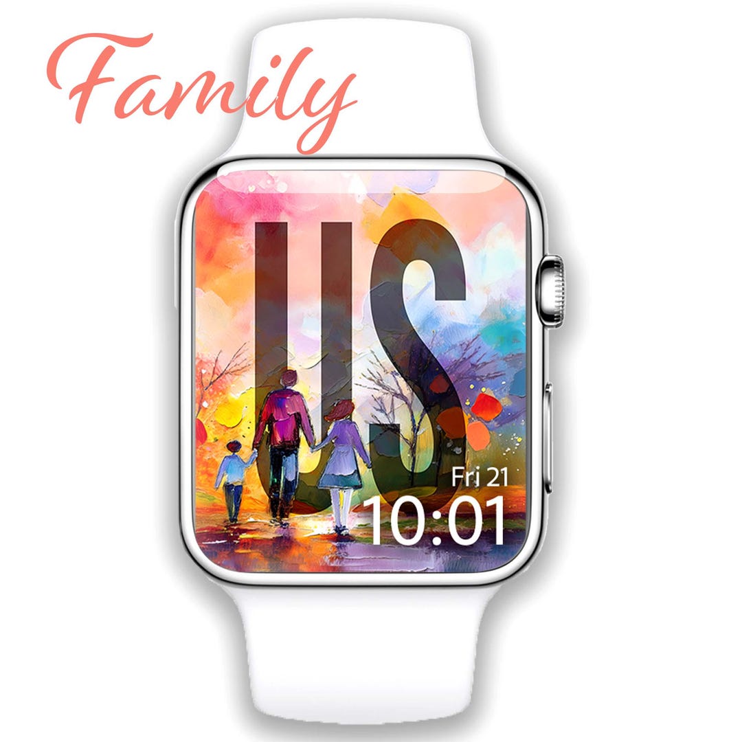 FAMILY Watch Face Background, Oil Painting Watch Wallpaper, Colorful ...