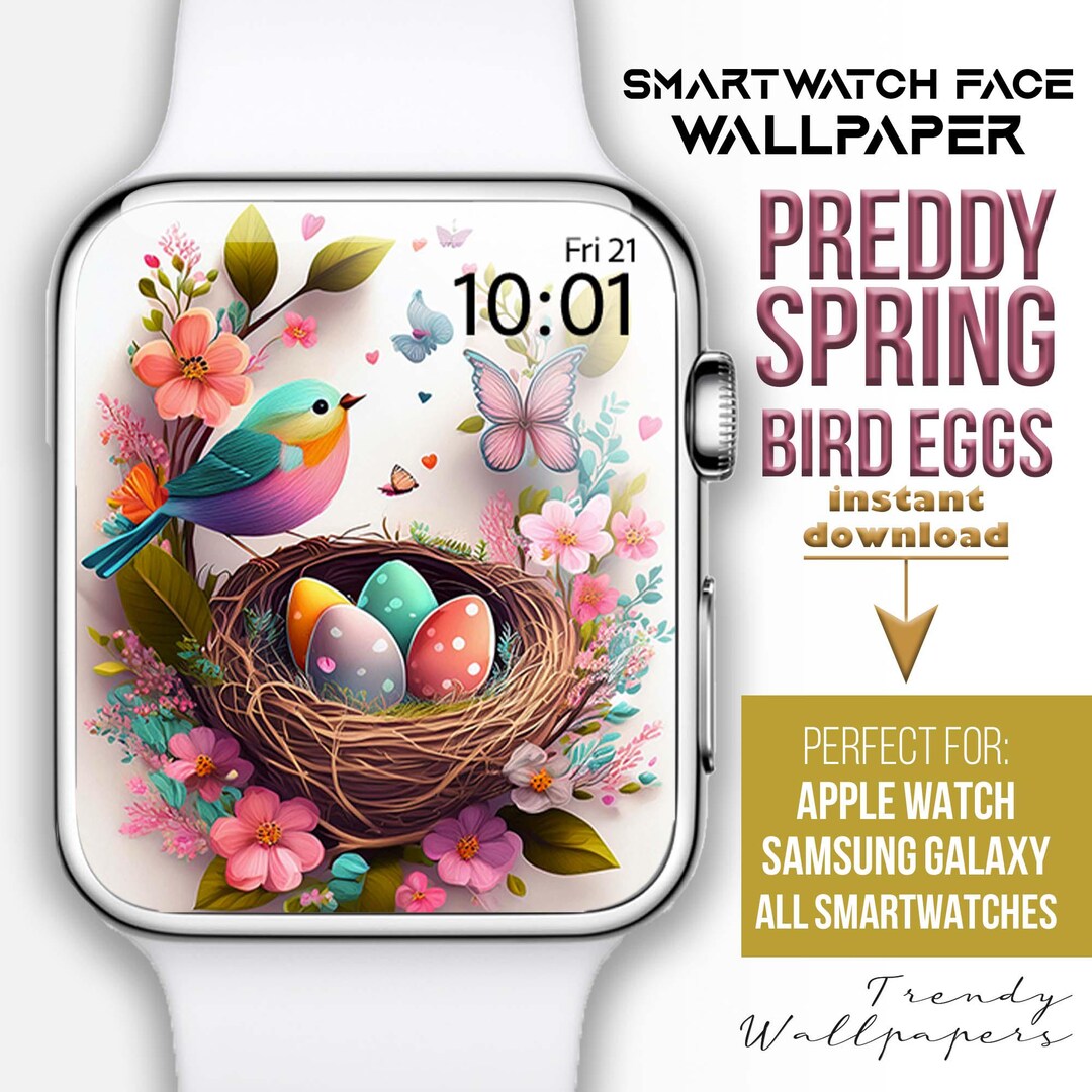 Apple Watch Face, Smartwatch Wallpapers, Bird, Bird Nest Eggs, Floral ...